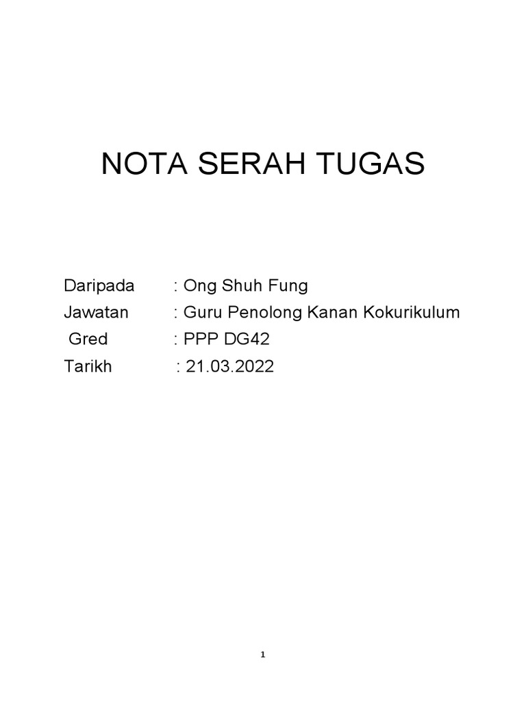 Nota Serah Tugas PK Kokurikulum (Autorecovered) | PDF