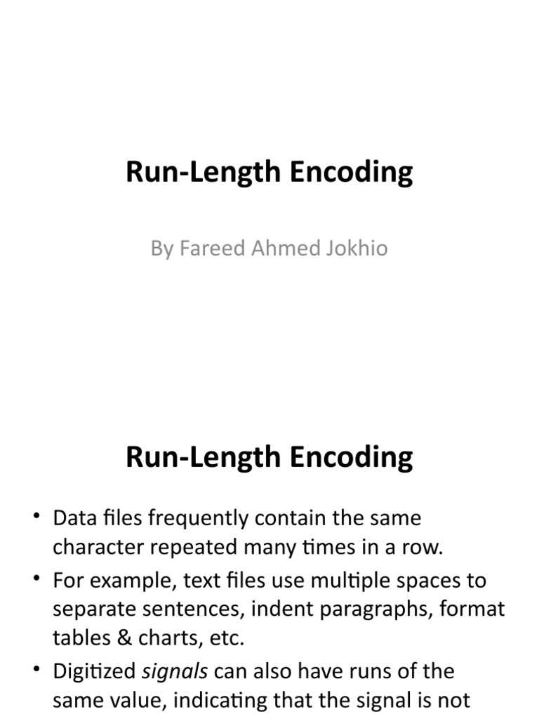 Lecture 11 - Run-Length Encoding | PDF