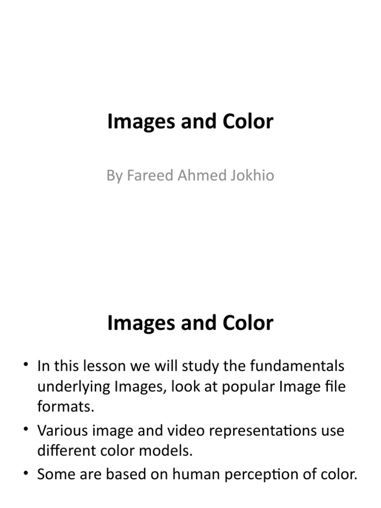 Lecture 8 - Images and Colors | PDF | Rgb Color Model | Image Resolution