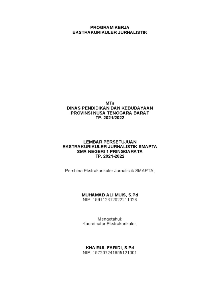 PROGRAM KERJA jurnalistik | PDF