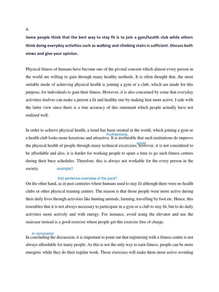 Task 2 Essay 4 | PDF | Physical Fitness