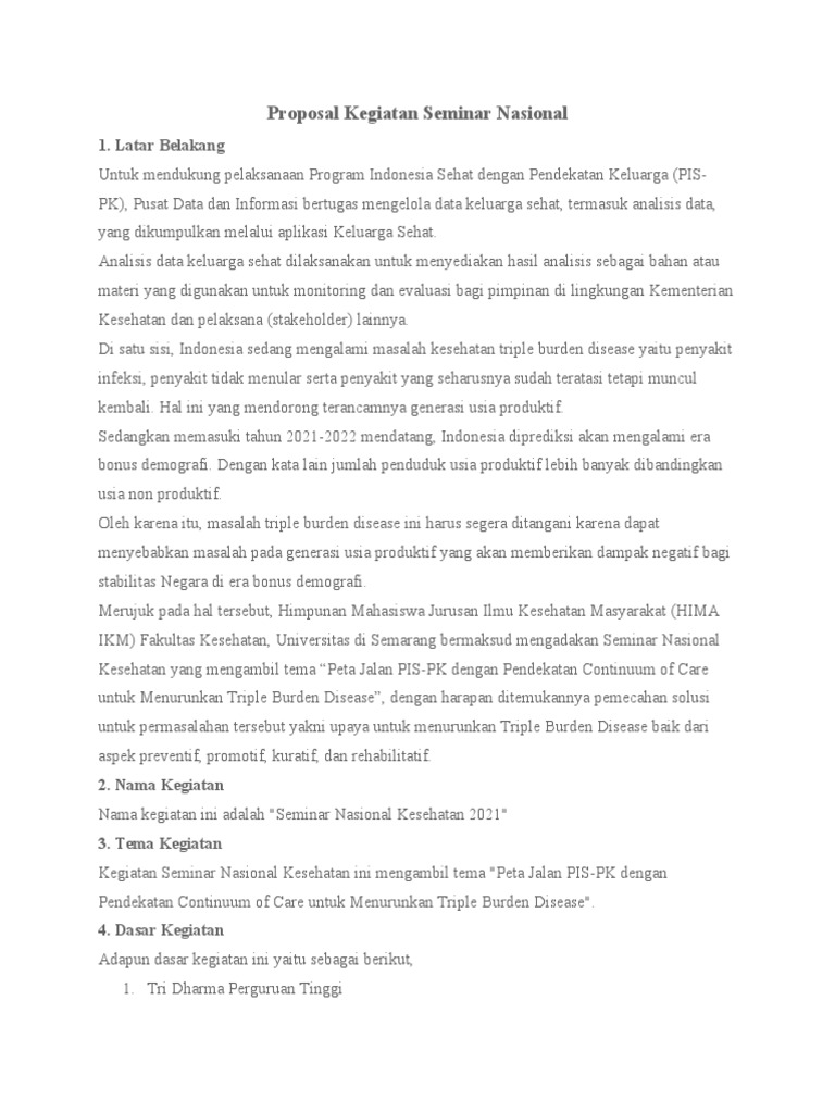 Proposal Kegiatan Seminar Nasional | PDF