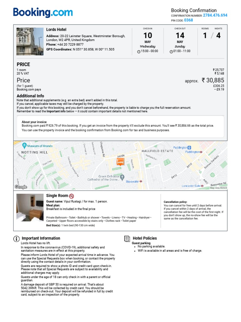 Hotel Confirmation | PDF