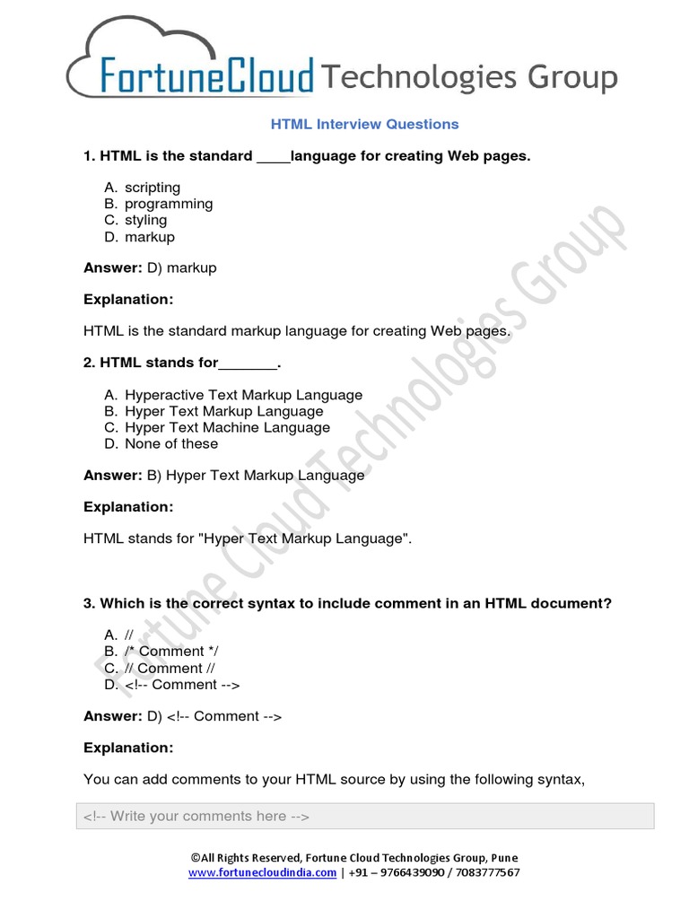 Webdesigning Interview Questions | PDF | Html Element | Html
