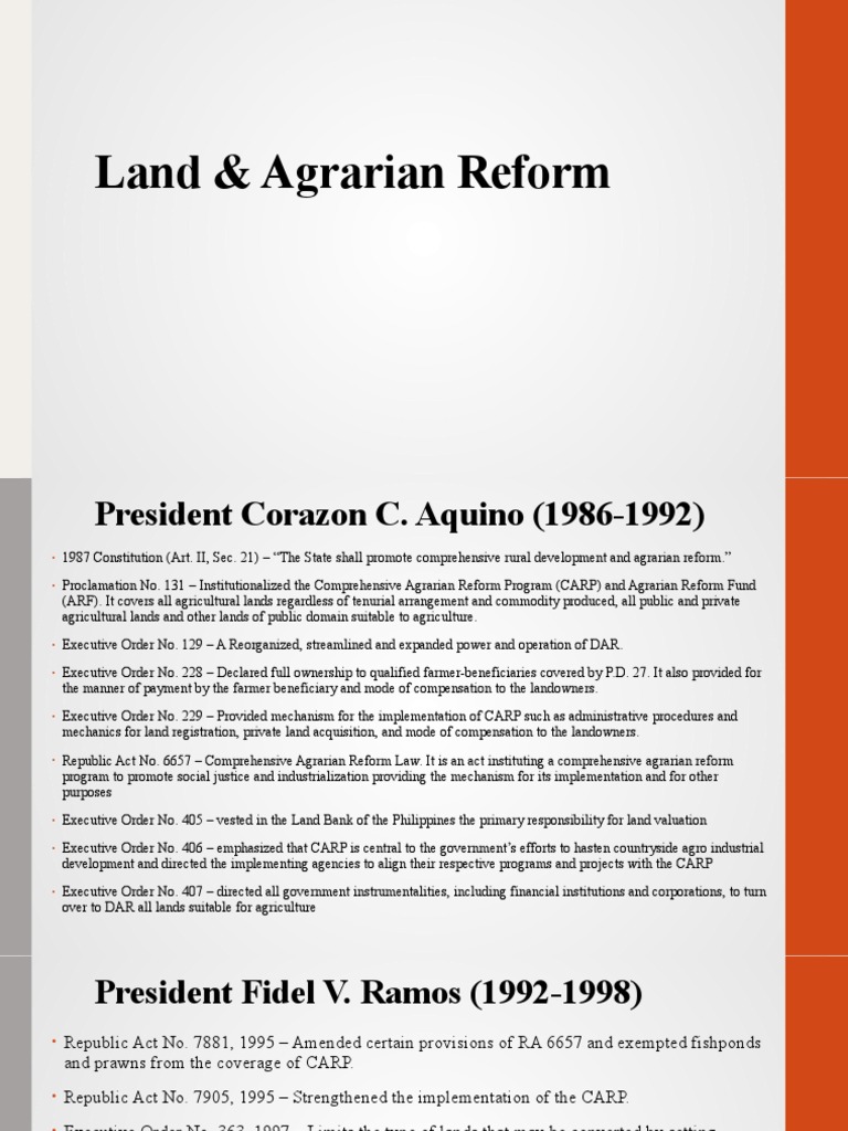 Land Agrarian Reform | PDF | Agriculture | Economies