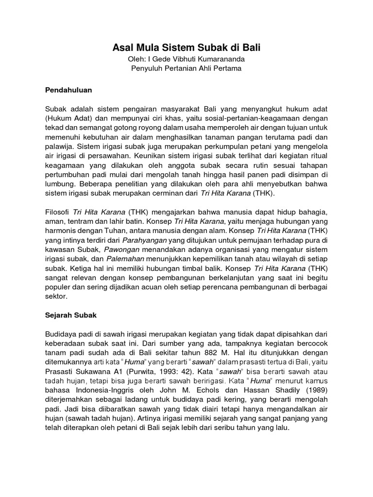 History of Subak Indonesia | PDF