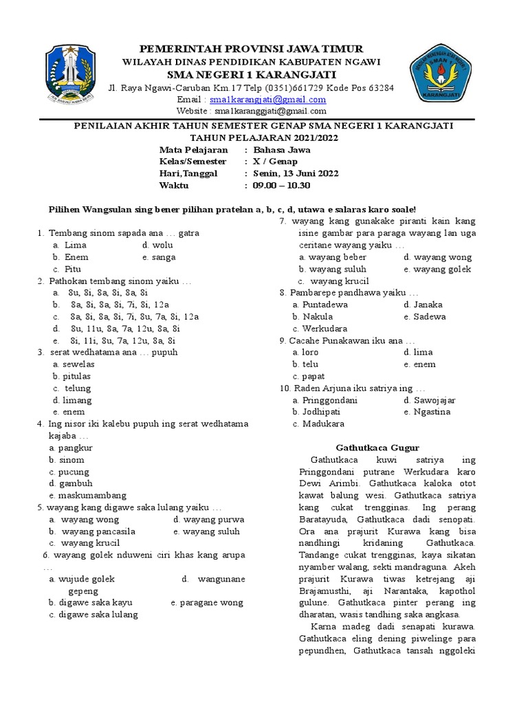 Kelas X Semester Genap | PDF