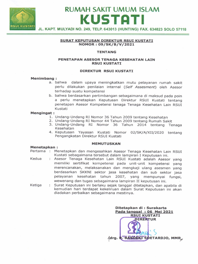 SK Penetapan Asesor | PDF