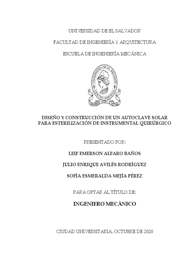 Diseño y Construcción de Un Autoclave Solar para Esterilización de ...