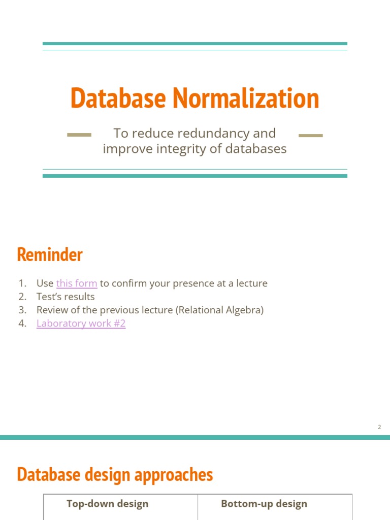 Lecture #4-1. Normalization | PDF | Information Technology Management | Information Management