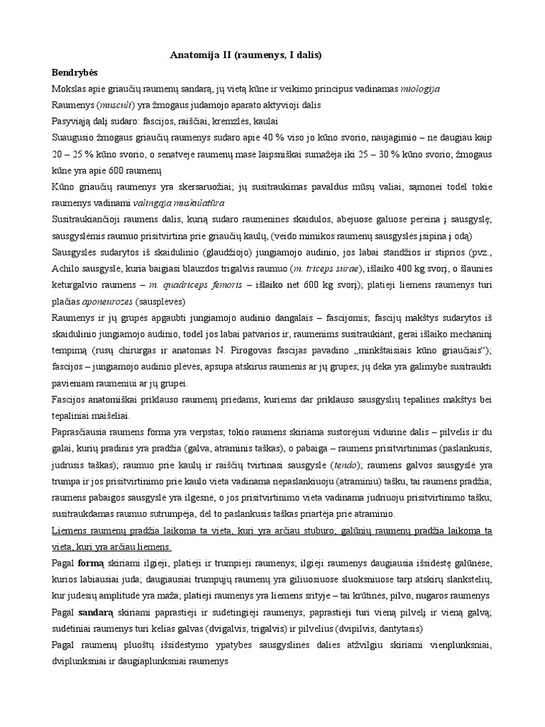 Anatomija II (Raumenys) AK-3 | PDF
