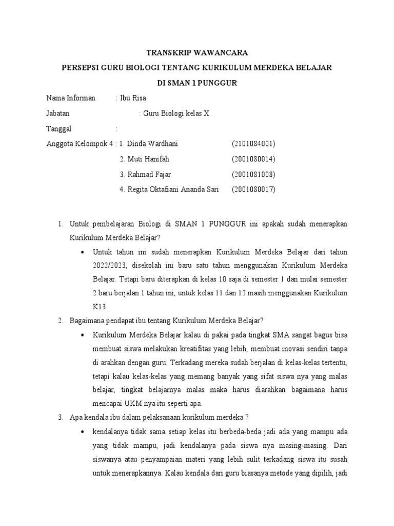 Transkrip Wawancara | PDF