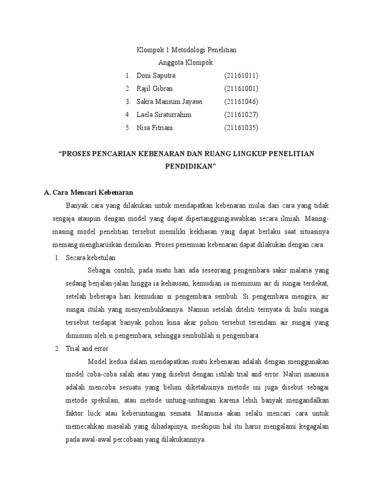 Klompok 1 Metdologi Penelitian | PDF