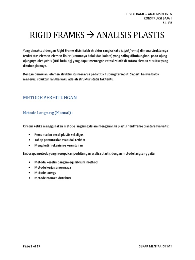 Analisis Struktur Rigid Frame Baja | PDF