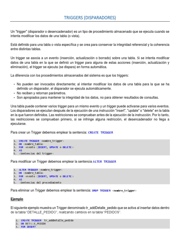 Trigger en SQL Server | PDF | Software de gestión de datos ...