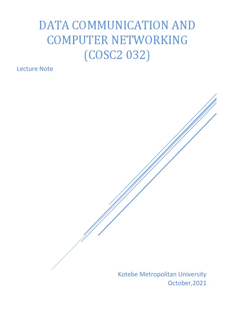 Data Comm And Comp Networking Lecture Note Pdf Transmission Medium Computer Network