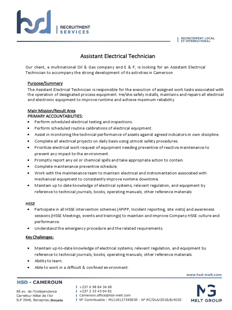Assistant Electrical | PDF | Technology & Engineering