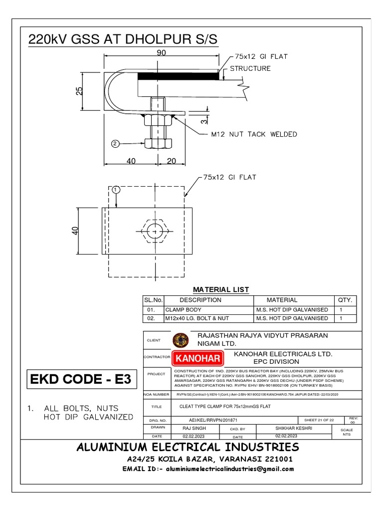 220Kv Gss at Dholpur S/S: Ekd Code - E3 | PDF