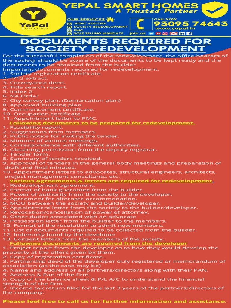 Society Redevelopment Required Documents | PDF | Deed | Civil Law ...