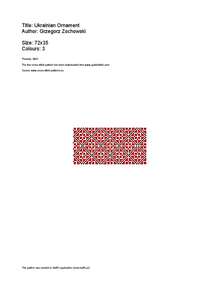 Ukrainian Embroidery Ornament 143 Chart - Schema | PDF | Textile Arts | Needlework