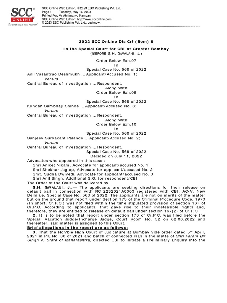 J 2022 SCC OnLine Dis CRT Bom 8 Rajivmohanlawoffices Gmailcom 20230516 ...