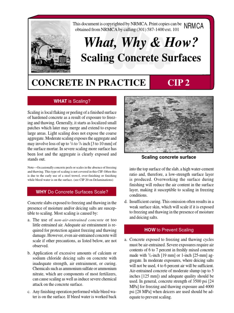 Cip-02 - Scaling Concrete Surfaces | PDF | Concrete | Road Surface
