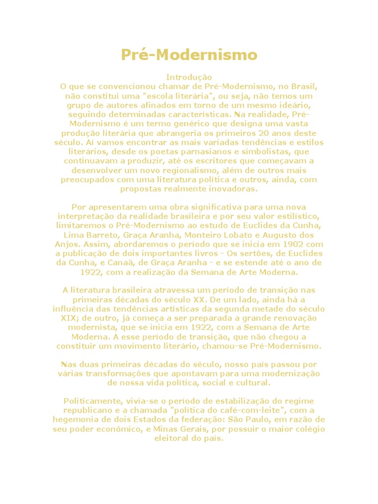 Pré Modernismo | PDF | Simbolismo (artes) | Brasil