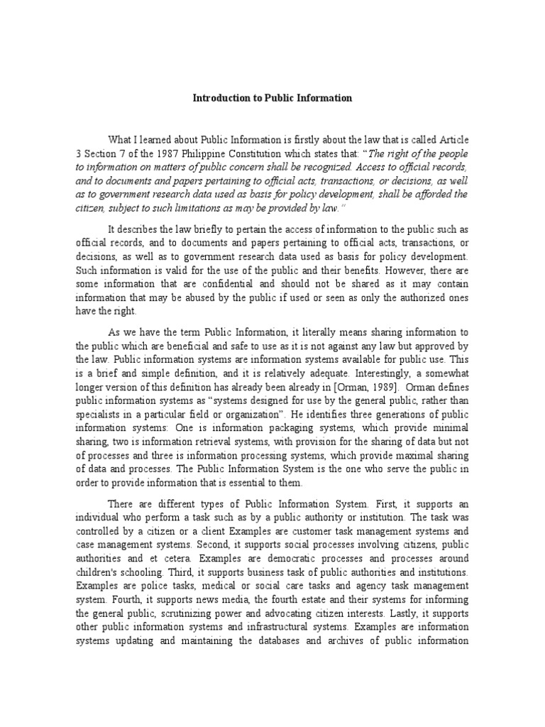 Overview of Public Information Systems | PDF | Information | Databases