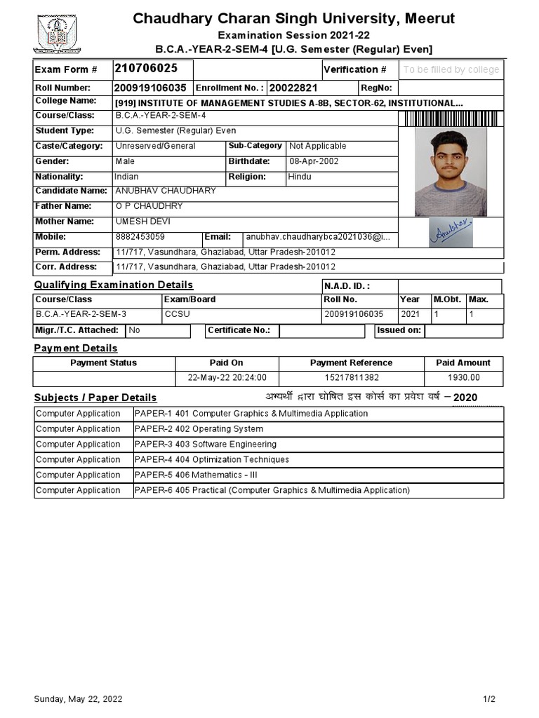 Examination Session 2021-22 B.C.A.-YEAR-2-SEM-4 (U.G. Semester (Regular) Even) | PDF | Computing ...