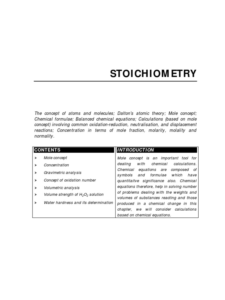 1 - Stoichiometry-01 - Theory | PDF | Mass Concentration (Chemistry ...