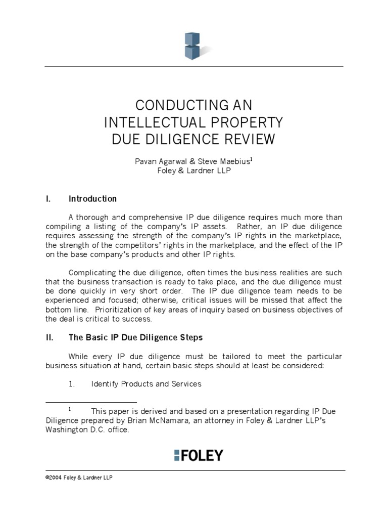 Ip Due Diligence | PDF | Due Diligence | Intellectual Property