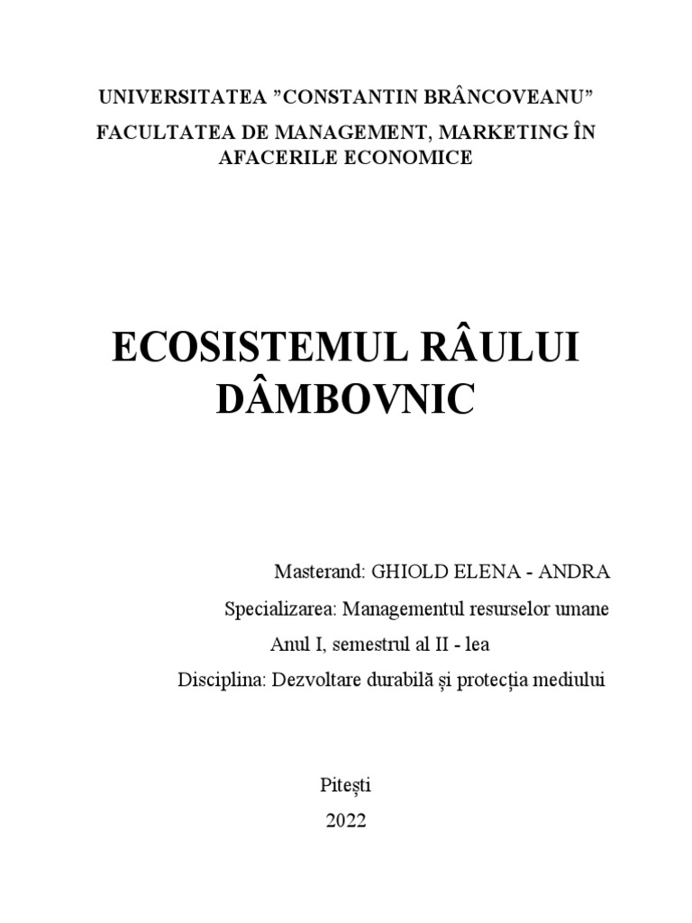 Ecosistemul Ralui Dambovnic | PDF