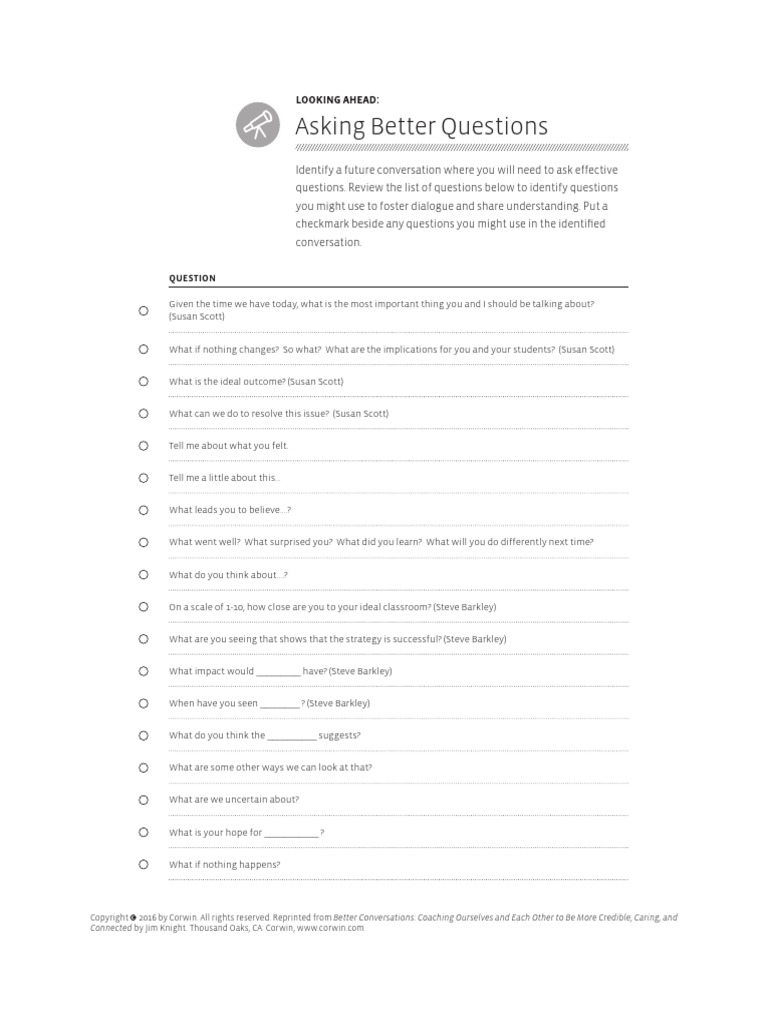05 Asking Better Questions - Looking Ahead | PDF | Career & Growth ...