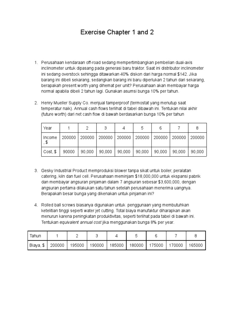 Exercise Chapter 1 and 2 | PDF