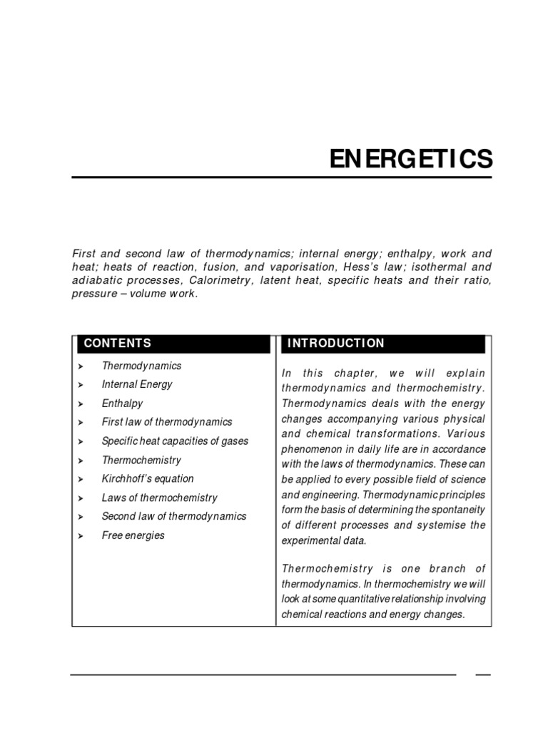 5 - Energetics - 01-Theory (Final) | PDF | Gases | Heat