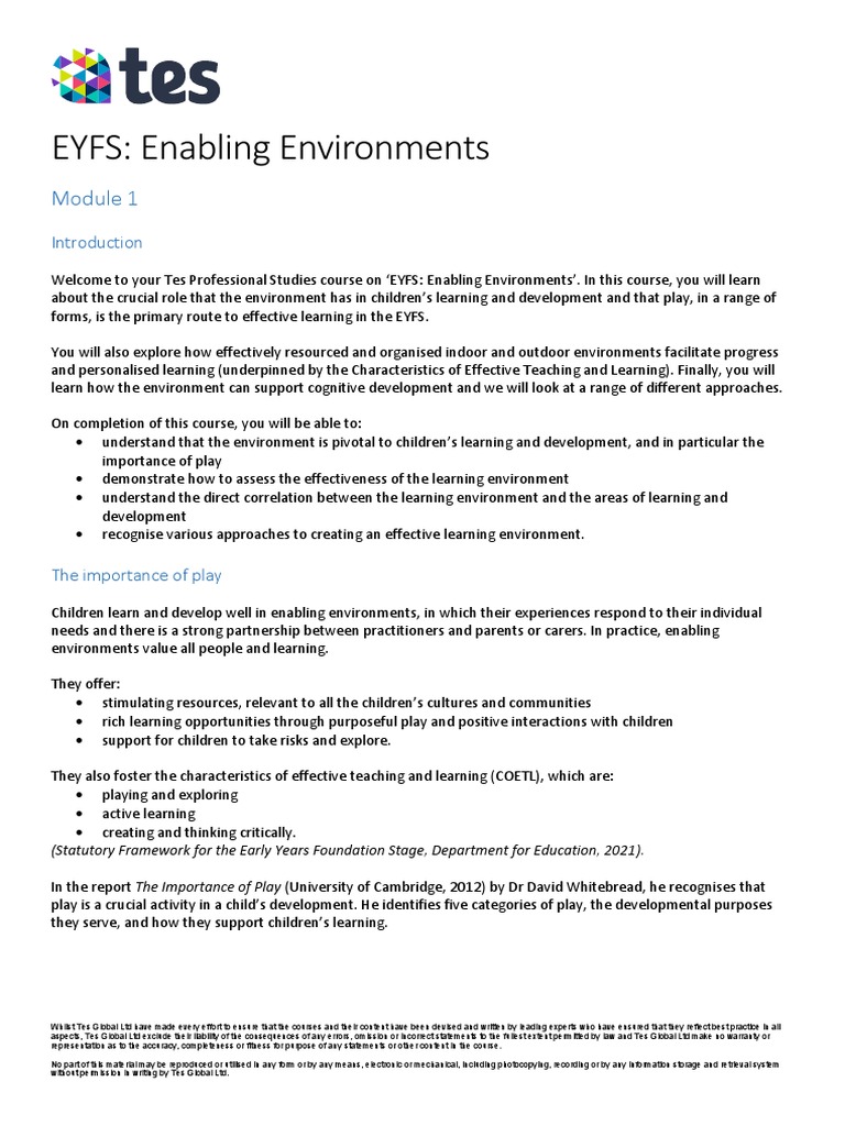 EYFS Enabling Env Module1 | PDF