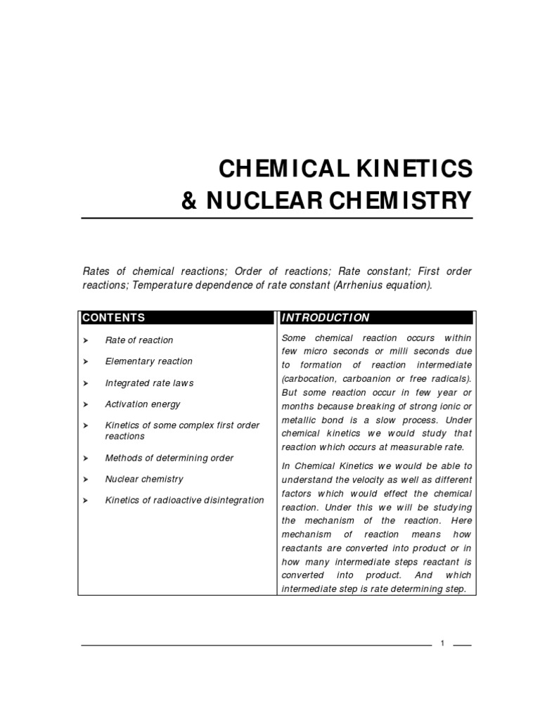 6-Chemical Kinetics-01 Theory | PDF | Reaction Rate | Chemical Kinetics
