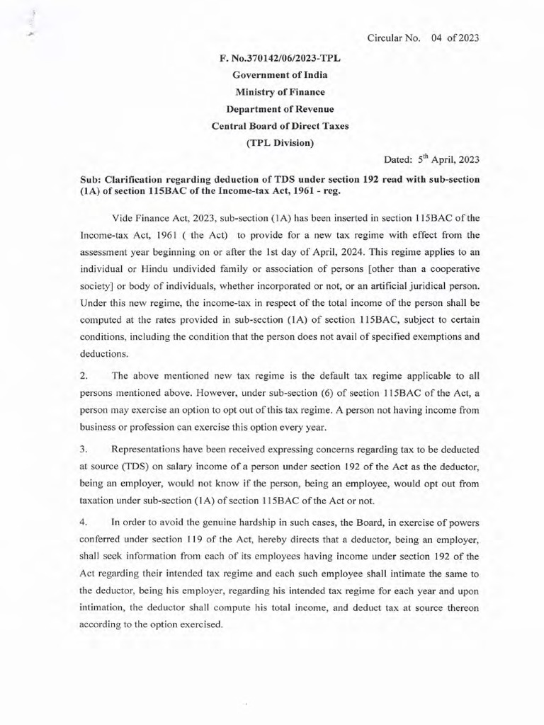 Circular No 4 2023 | Download Free PDF | Taxes | Income Tax
