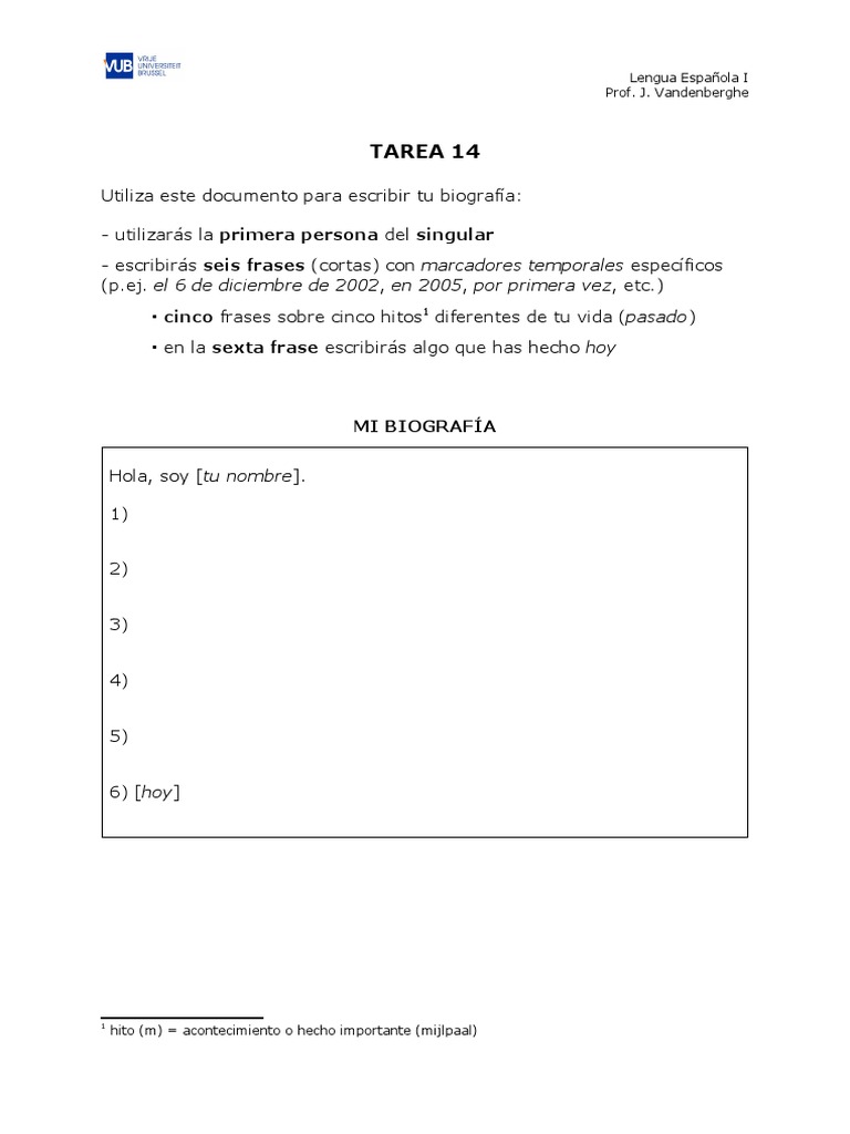 (Canvas) TAREA 14 - Mi Biografía (Plantilla) | PDF