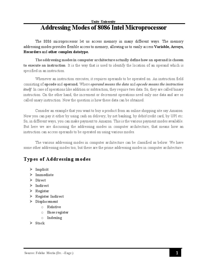 Feleke - Addressing Mode - 2023 | PDF | Manufactured Goods | Computer Architecture