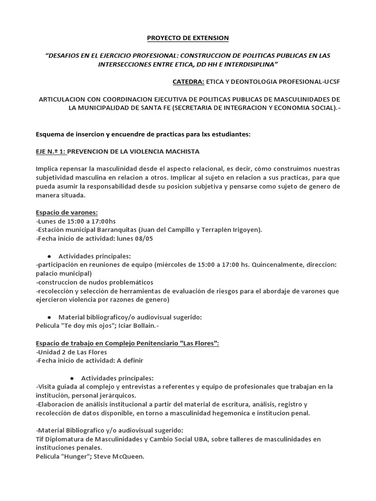 Proyecto de Extension | PDF