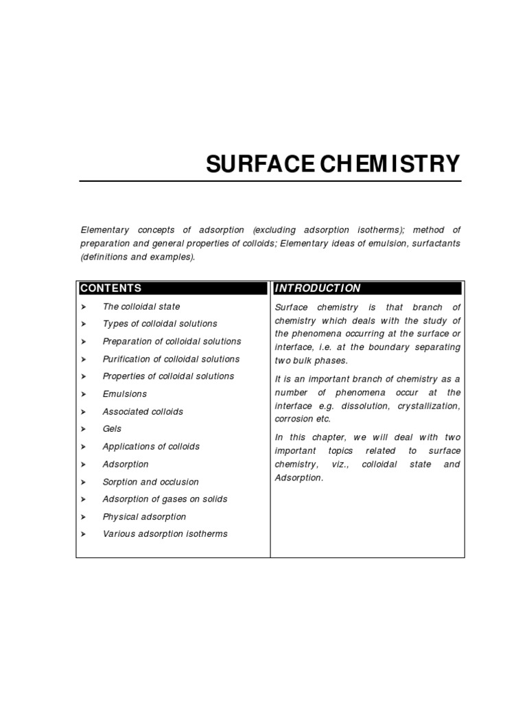Surface Chemistry-01-Theory-1 | PDF | Emulsion | Colloid