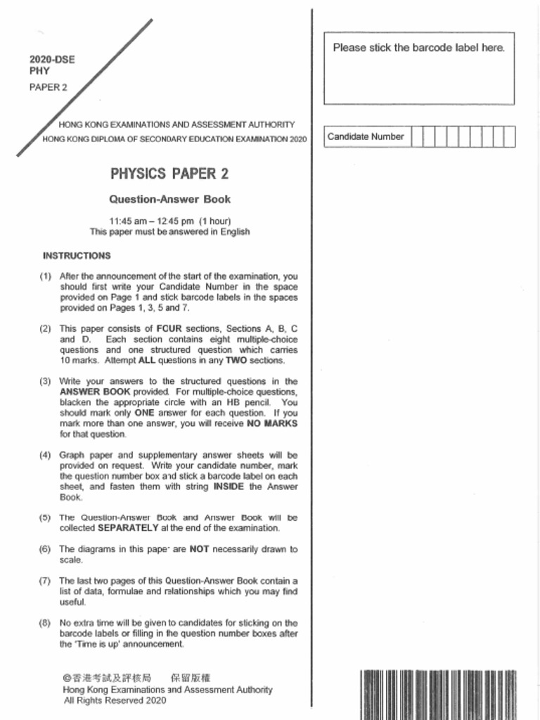 2020 Dse Phy 2 | PDF