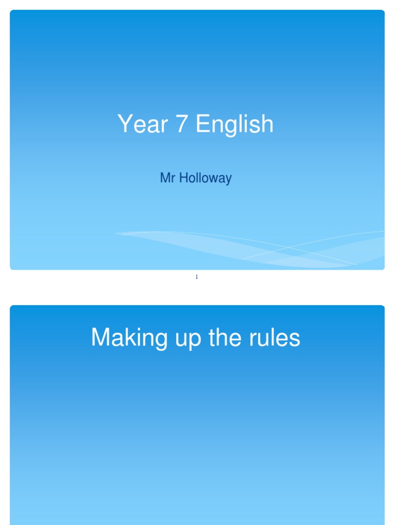 Year 7 English: MR Holloway | PDF | Educational Assessment | Curriculum
