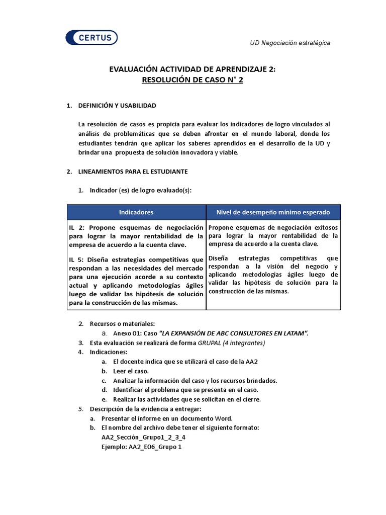 Lineamientos de Evaluación AA2 | PDF