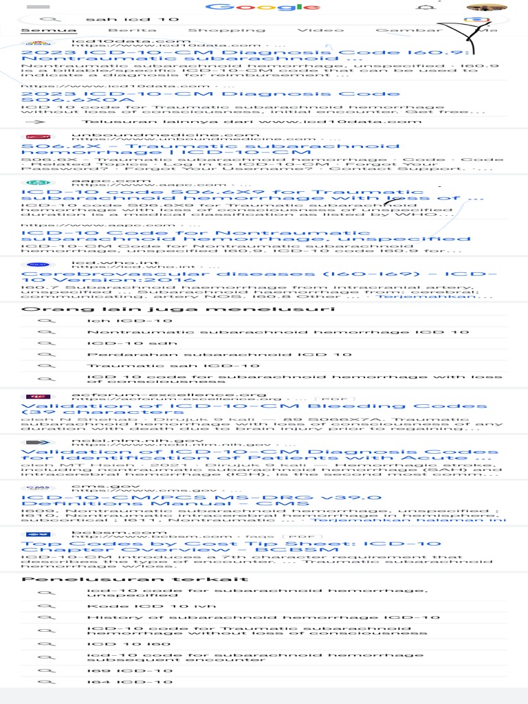 ICD-10 Codes for Subarachnoid Hemorrhage | PDF | Nervous System ...