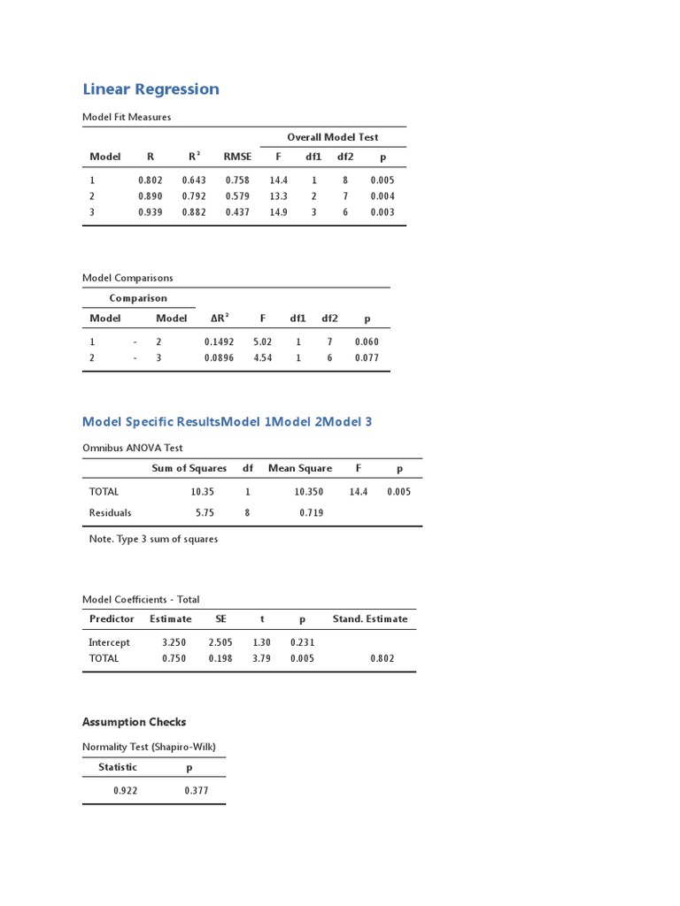 Linear Regression | PDF | Errors And Residuals | Analysis Of Variance
