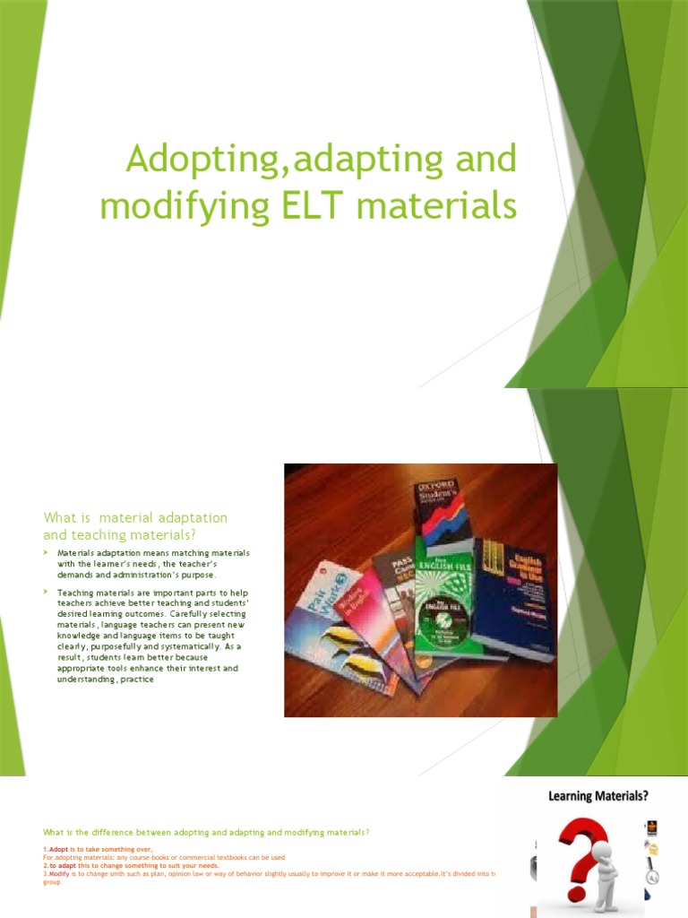 Adopting, Adapting and Modifying ELT Materials | PDF