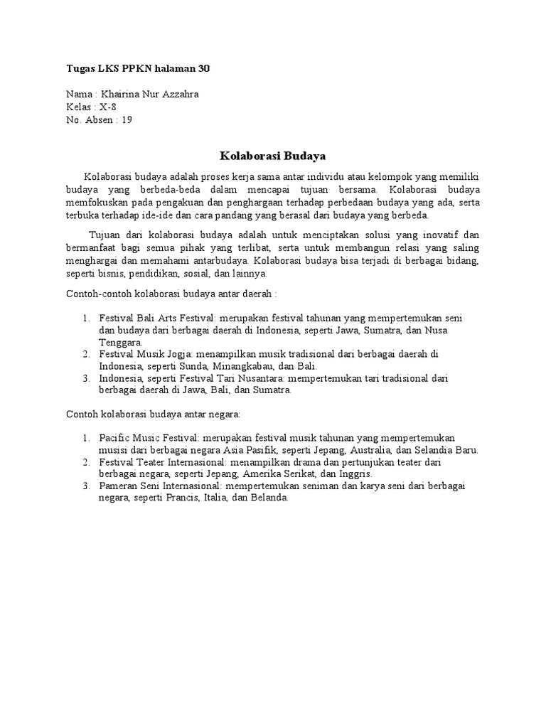 Tugas LKS PPKN Halaman 30 | PDF | Seni