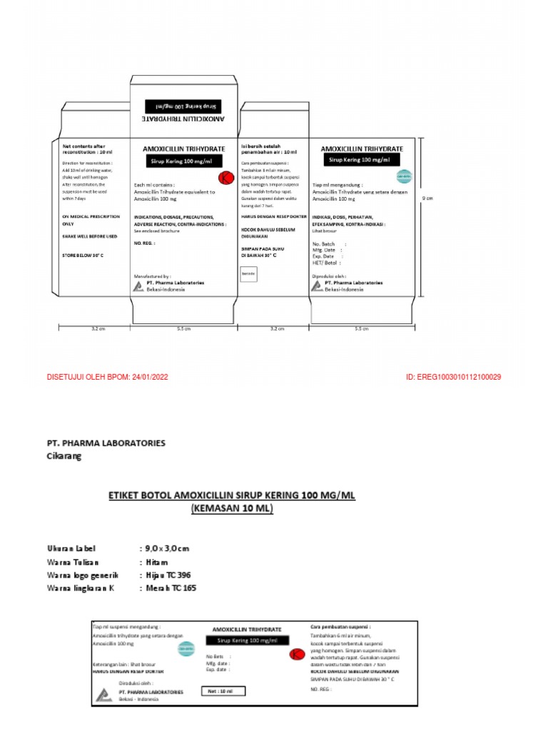 Desain Kemasan ACC Amoxicillin Trihydrate 100 MG DS 10 ML | PDF